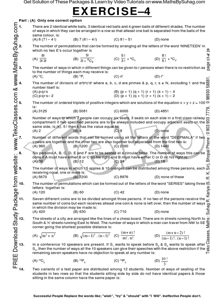 Permutation & Combination Part 3 of 4 | PDF | Variable (Mathematics ...