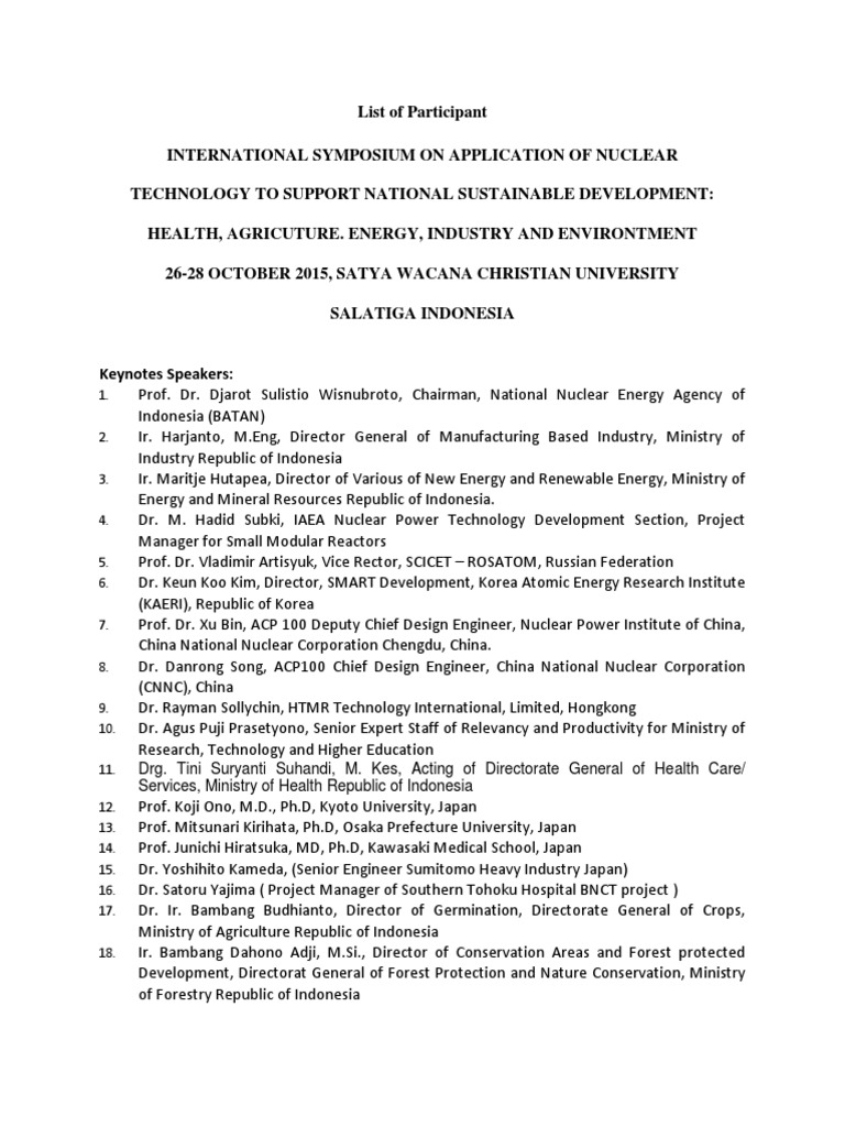 List of Participant | PDF | Academia | Science