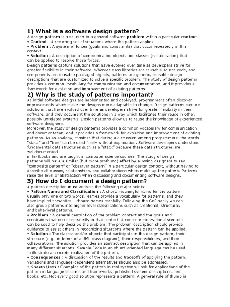 1) What Is A Software Design Pattern? | PDF