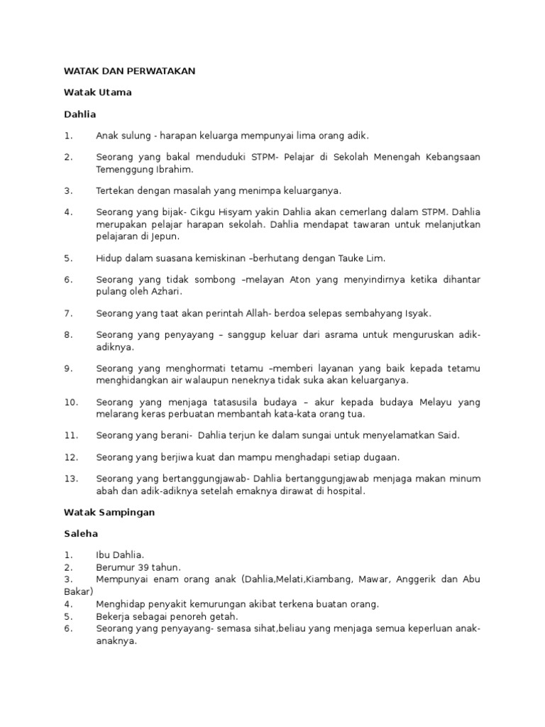 Watak Dan Perwatakan | PDF