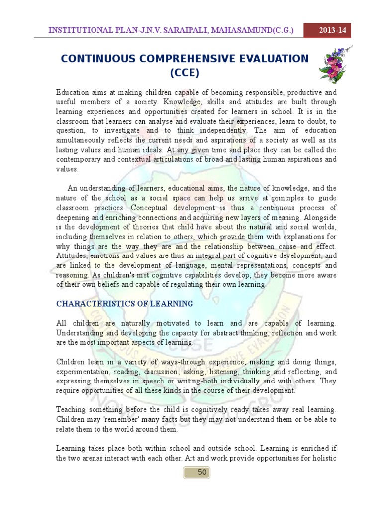 Continuous and Comprehensive Evaluation: An Analysis of the Principles and Features of CCE and ...