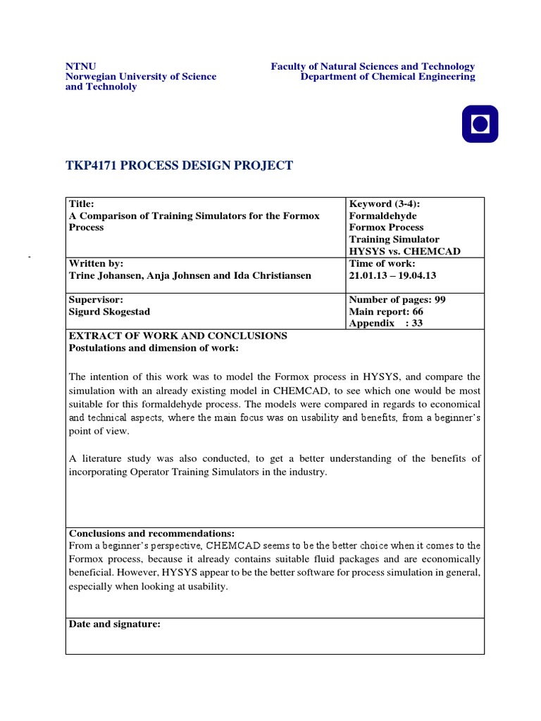 Simulator For Formox Process PDF | PDF | Methanol | Formaldehyde
