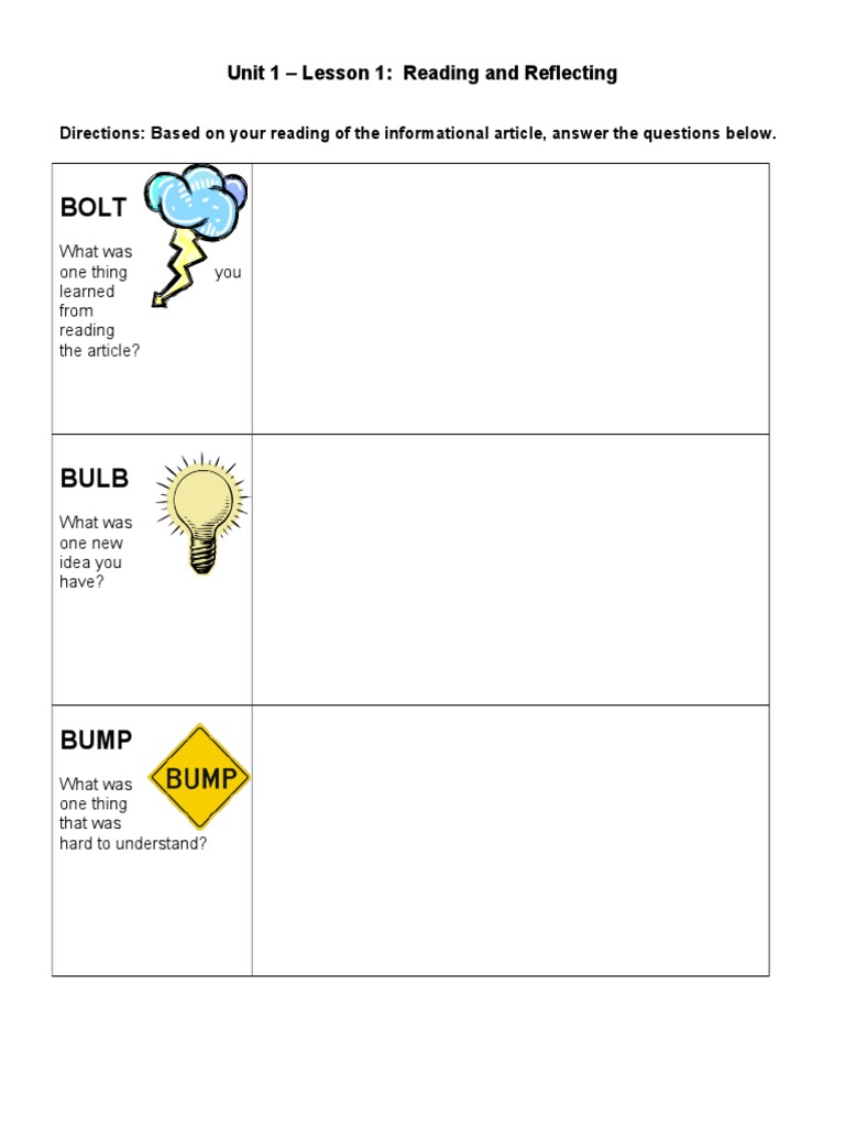 U1 l1 3 Reading and Reflecting | PDF
