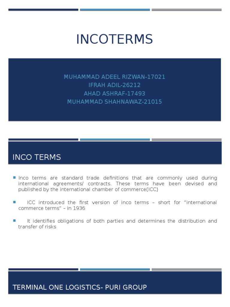 Inco Terms in Supply Chain Management | Download Free PDF | Global ...