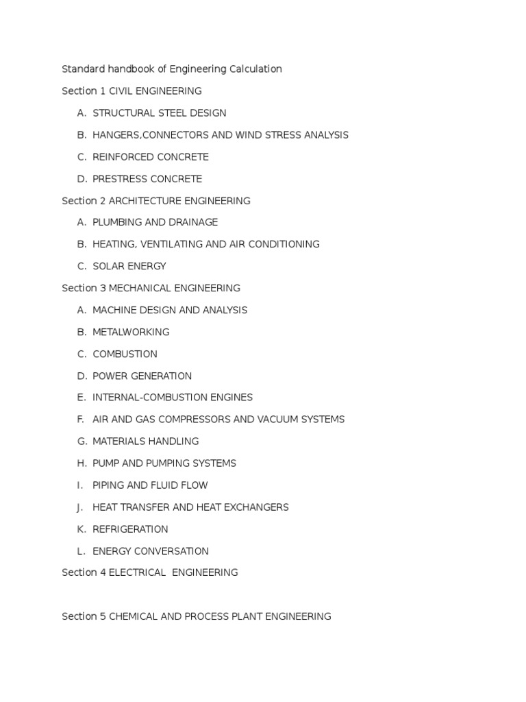Standard Handbook of Engineering Calculation | PDF