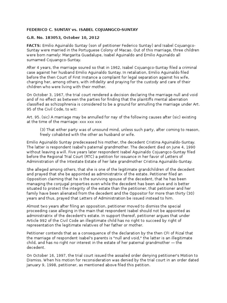 Suntay Vs Cojuanco Suntay | PDF | Law | Social Science