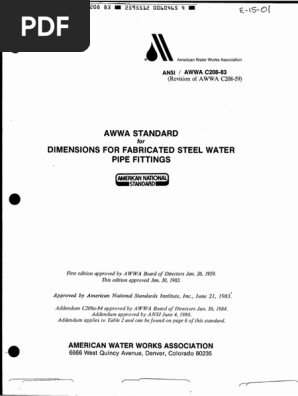 Awwa Steel Pipe Fittings Dimensions