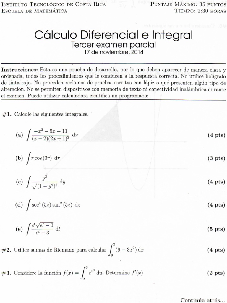 Examen de Calculo TEC | PDF