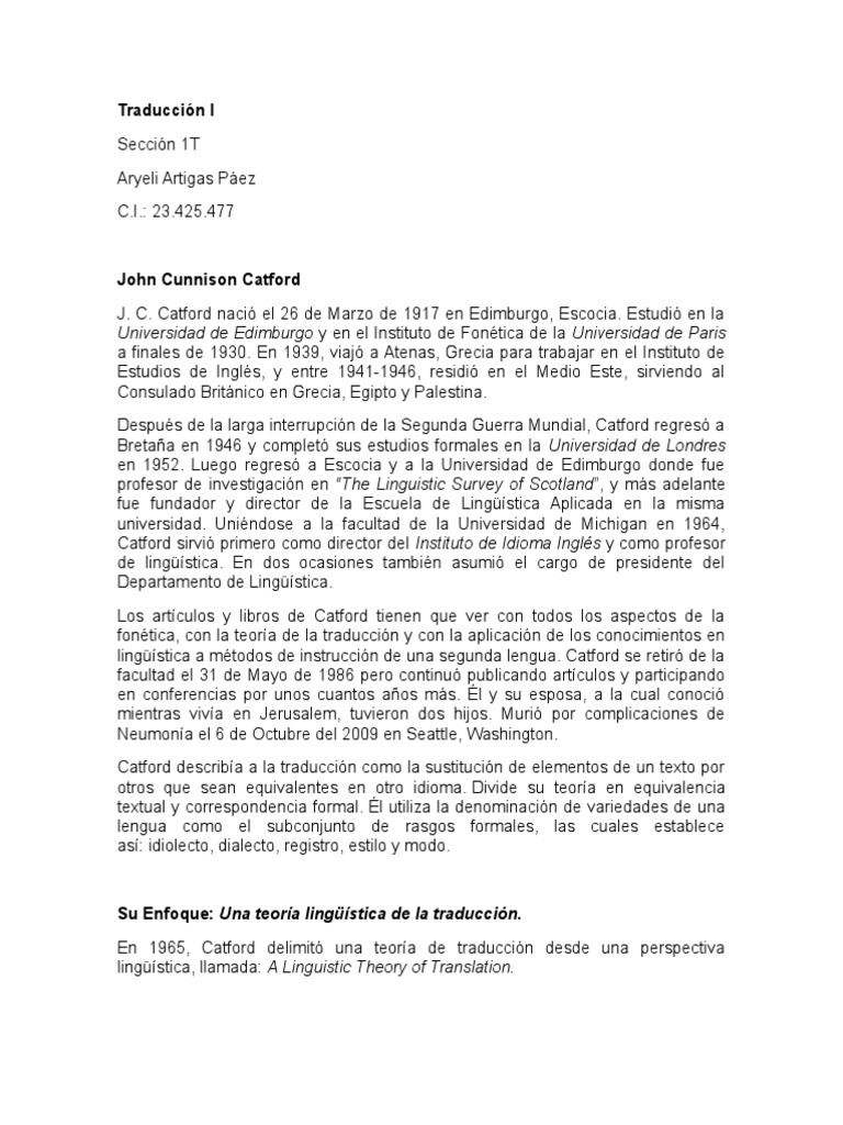 John Catford | PDF | Traducciones | Lingüística