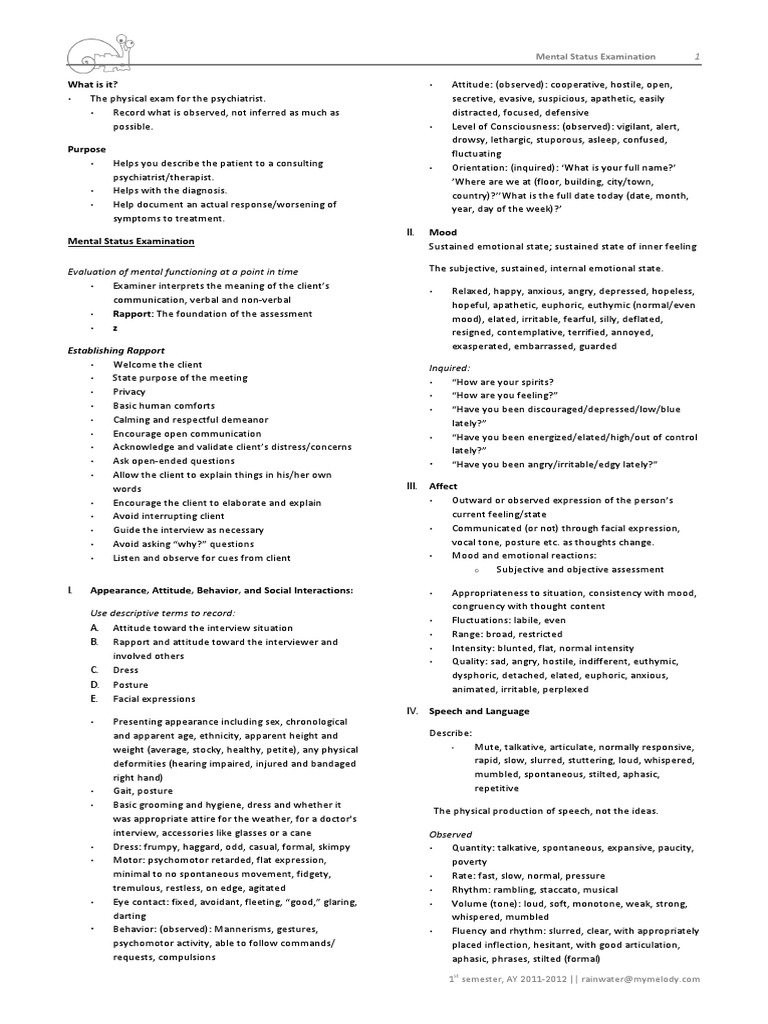 Mental Status Exam: Thought Processes | PDF | Cognitive Science ...