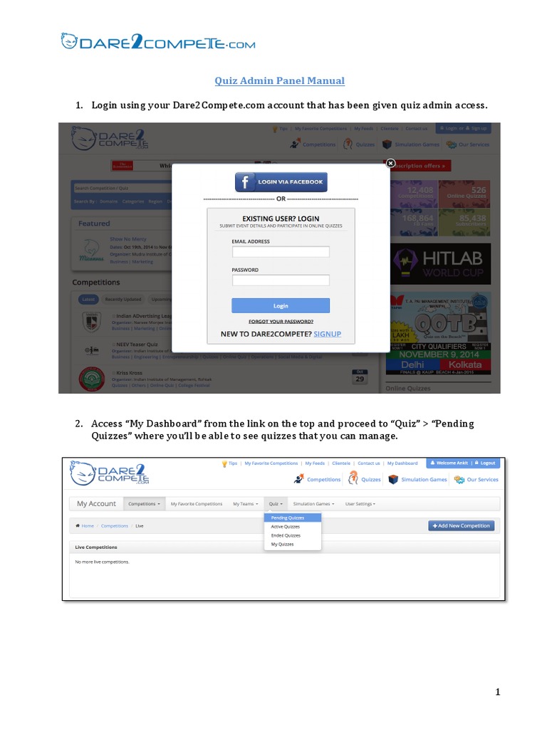 Quiz Admin Panel Manual | PDF | Quiz | Computing