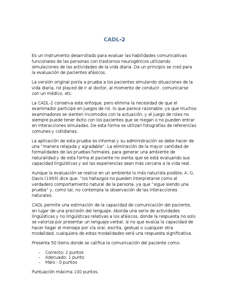 Sintesis CADL 2 | PDF | Afasia | Comunicación