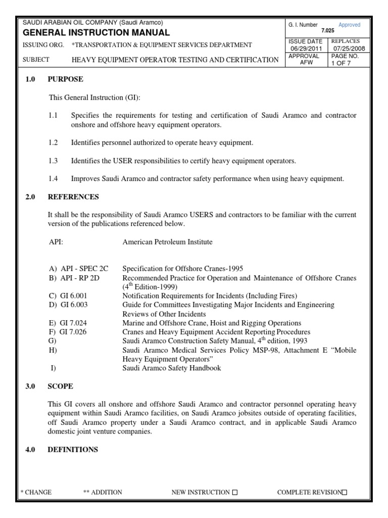 Heavy Equipment Operator Testing and Certification | PDF | Saudi Arabia ...