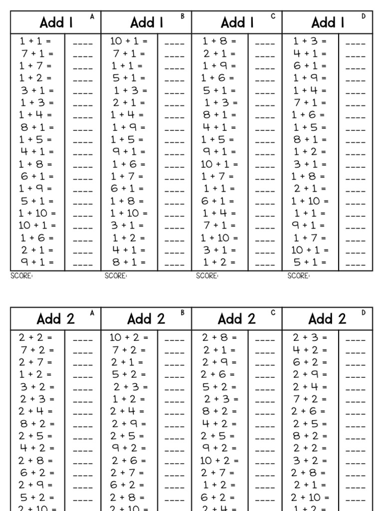 Addition Fluency Cards | PDF | Behavior Modification | Learning