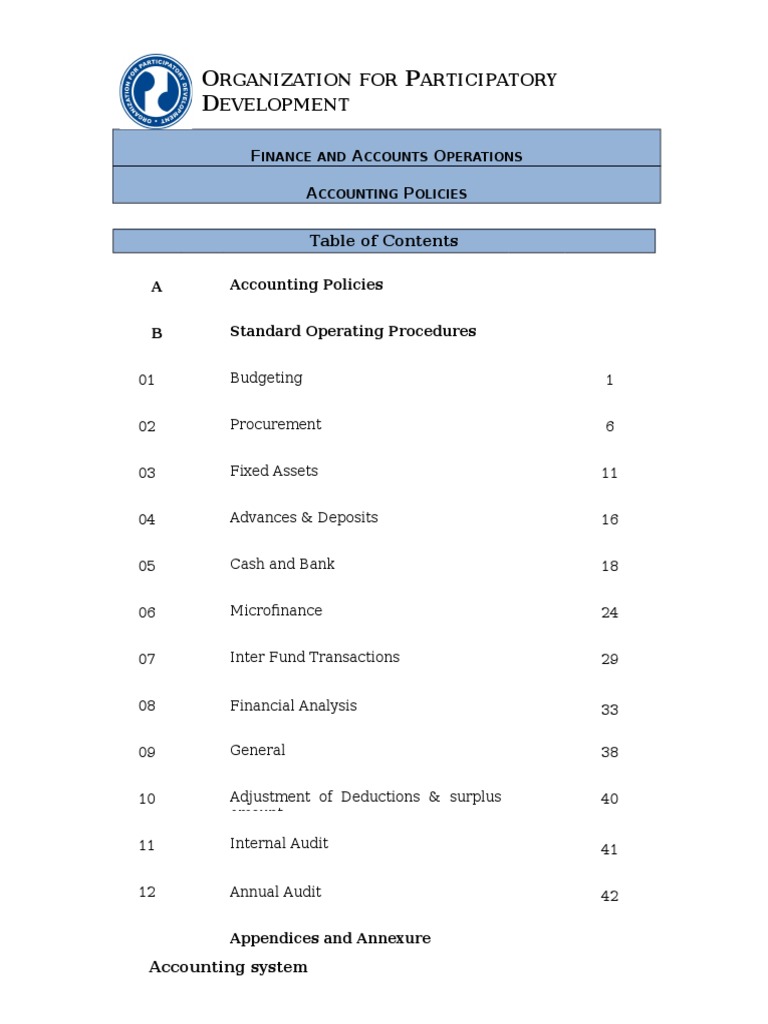Finance & Accounts SOP (Final) | Balance Sheet | Debits And Credits