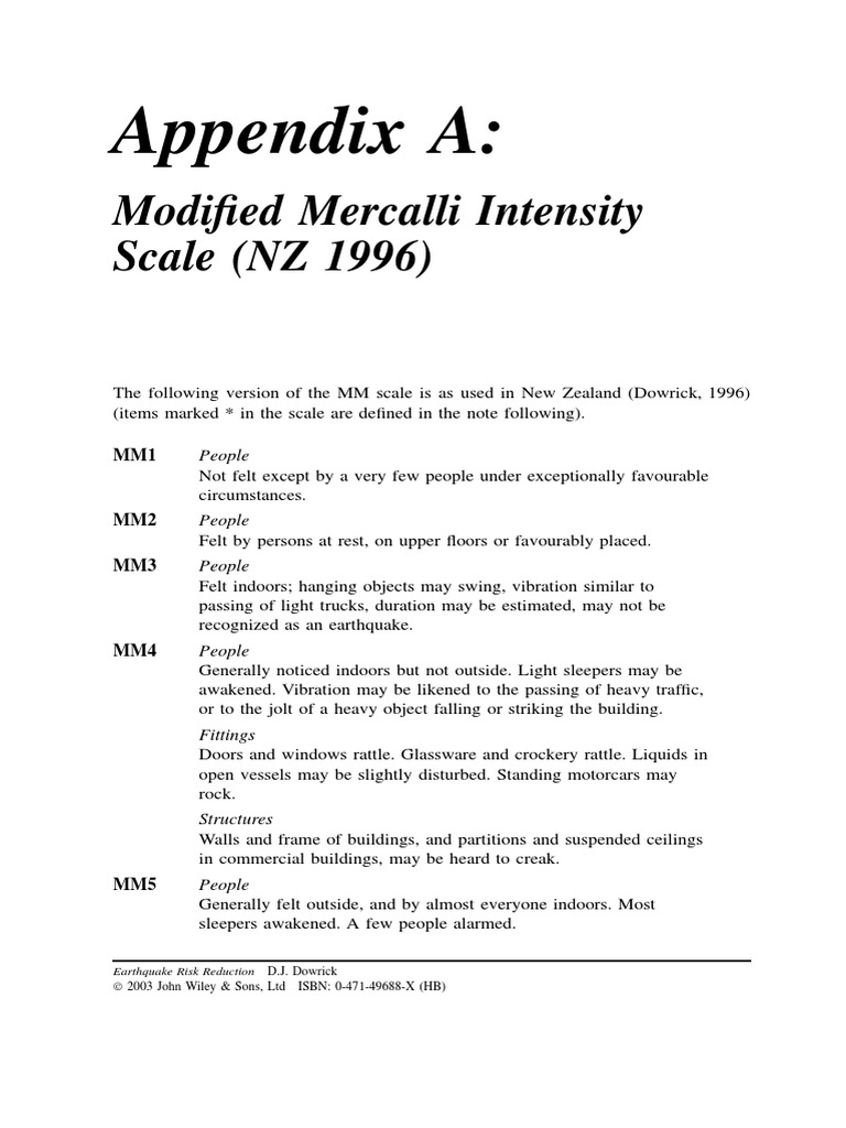 Modified Mercalli Intensity Scale NZ | PDF | Masonry | Brick