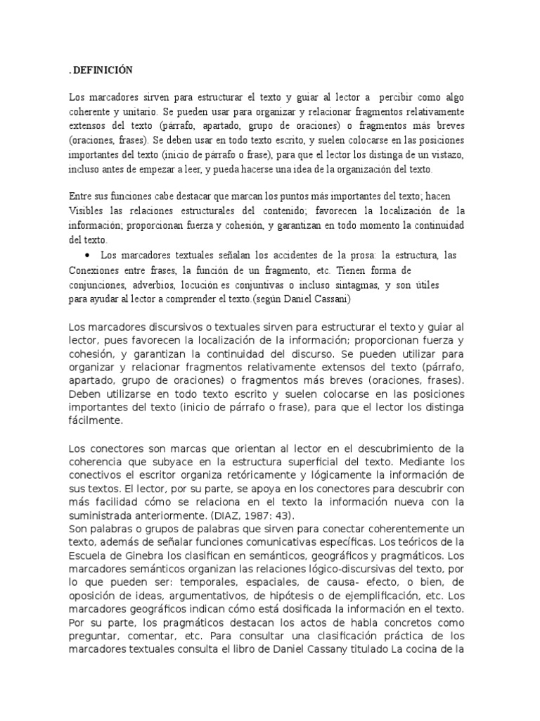 Que Es Un Marcador Textual | PDF | Oración (Lingüística) | Información