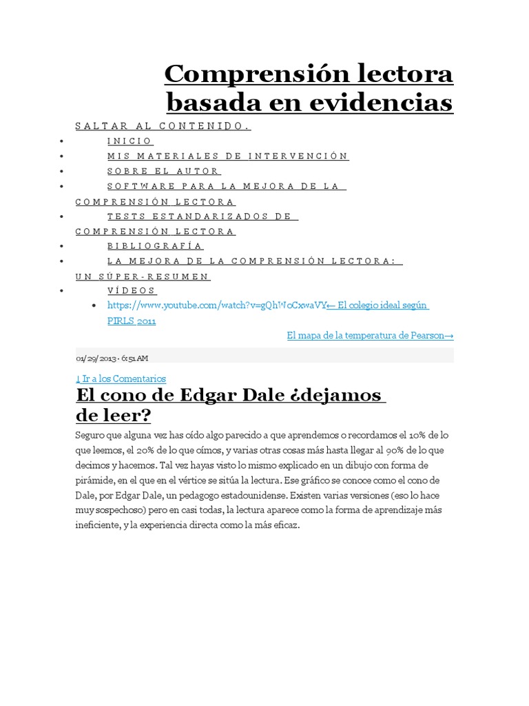 Comprensión Lectora Basada en Evidencias de Edgar Dale | PDF | Verdad ...