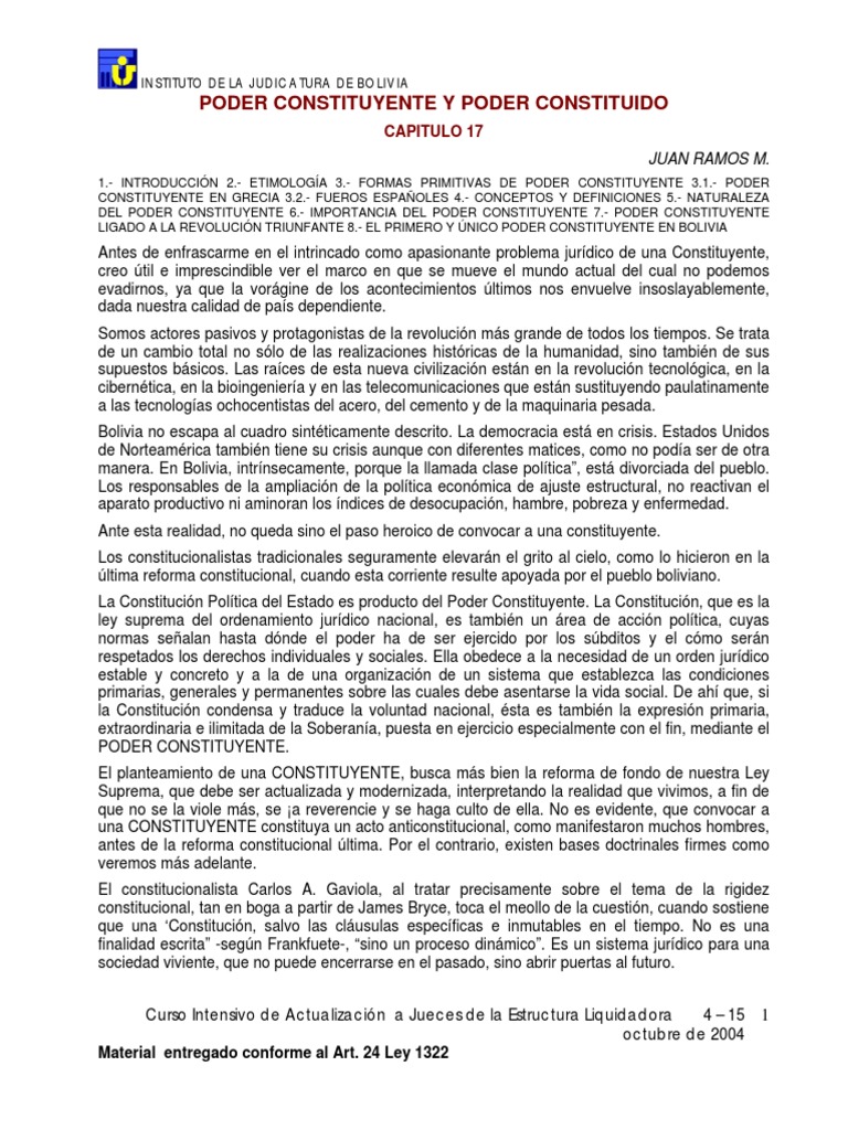 Poder Constituyente Poder Constituido | PDF | Constitución | Soberanía