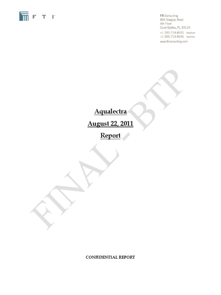 FTI - Aqualectra August 22, 2011 Report | PDF | Internal Audit | Audit