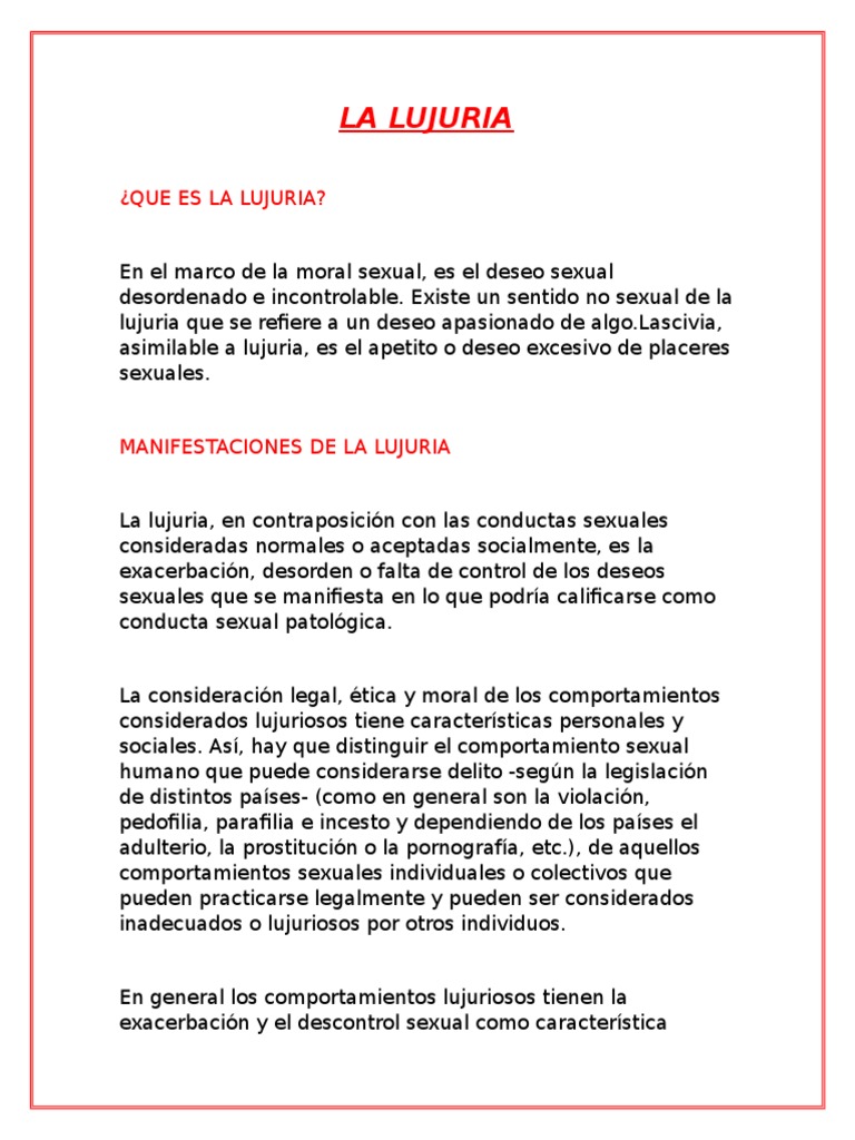 Definición y Ejemplos de Lujuria | PDF | Lujuria | Creencia religiosa y ...
