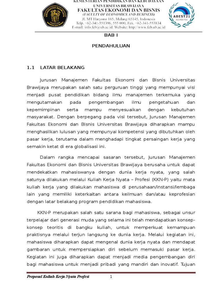 Contoh Proposal Magang | PDF