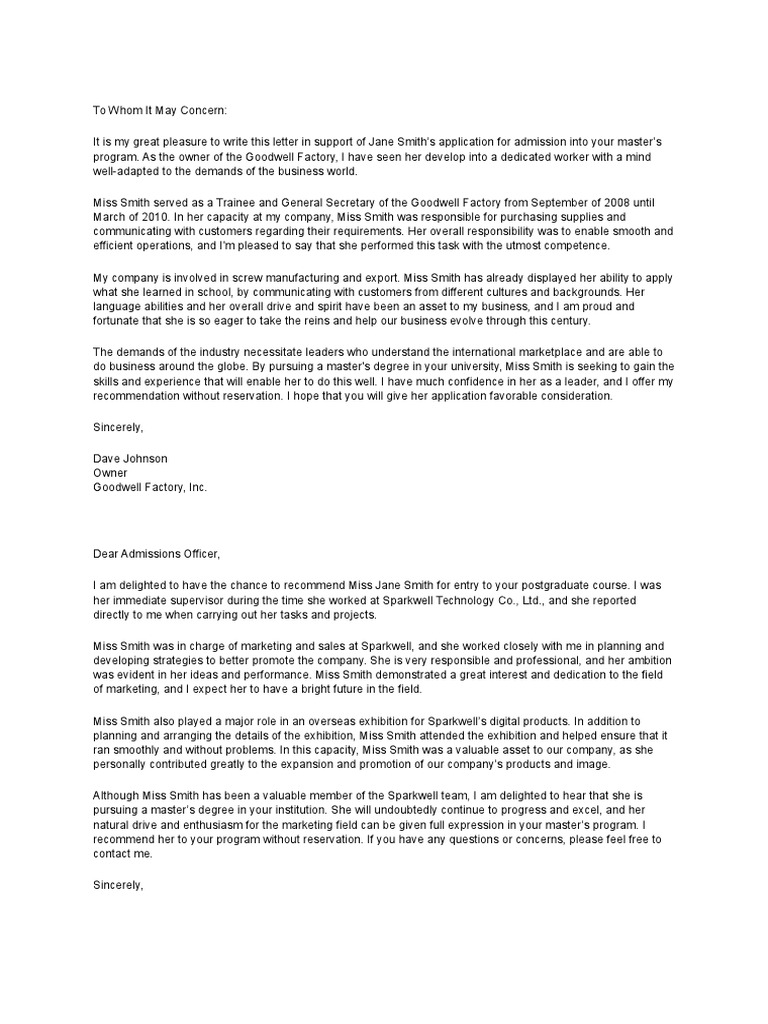 Support Letter Examples | PDF | Master's Degree | Postgraduate Education