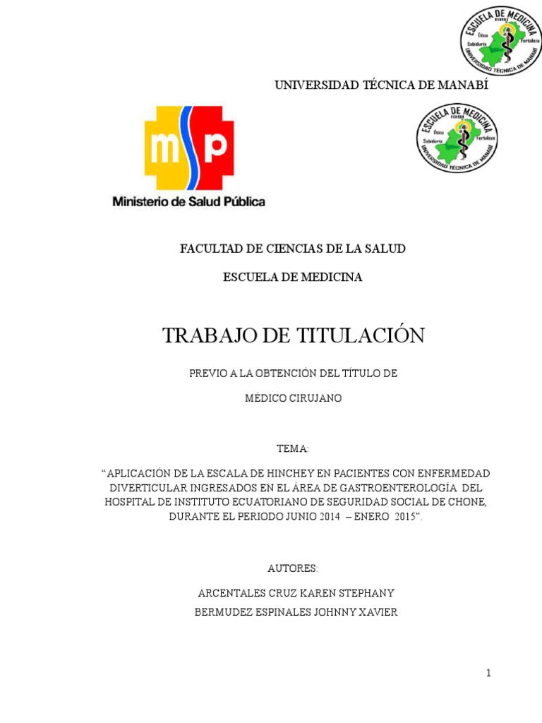 Aplicación de la Escala de Hinchey en Diverticulitis | PDF | Ciencias ...