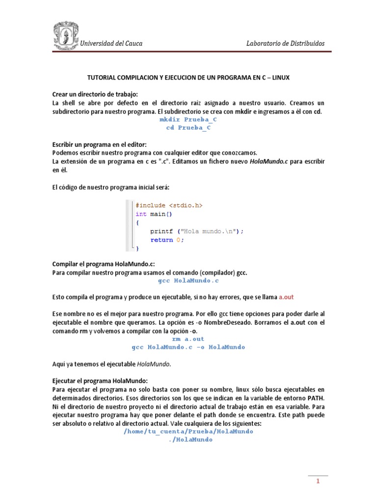 Tutorial C en Linux para Estudiantes | PDF | Software utilitario ...