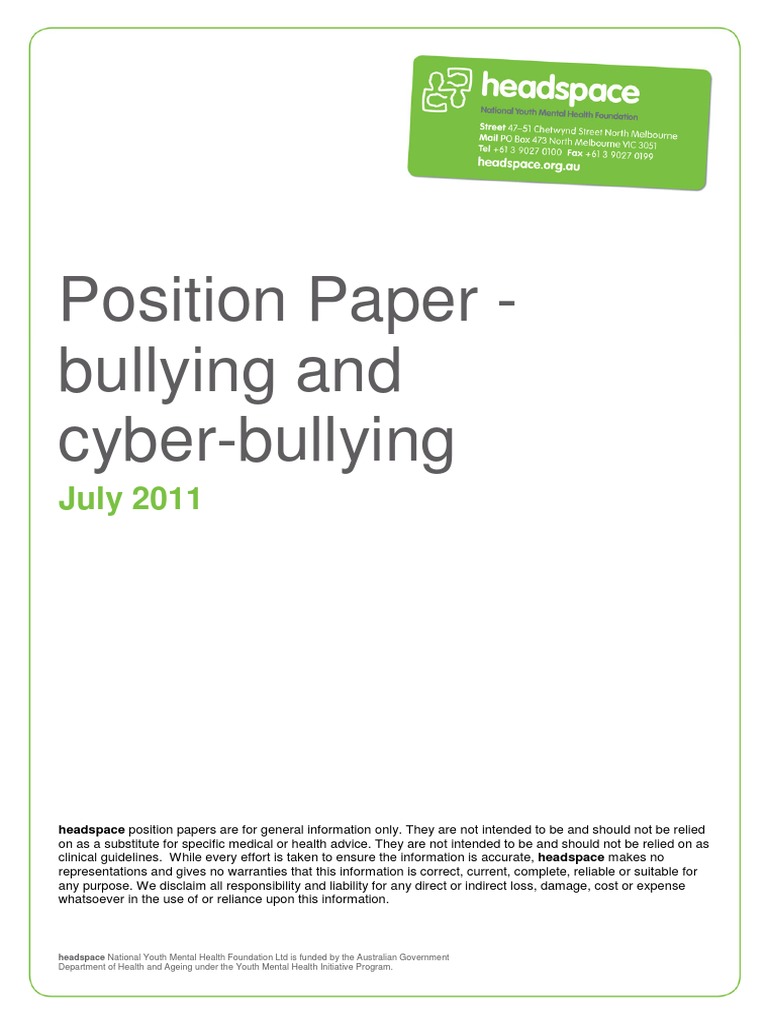 Bullying Position Paper | PDF | Bullying | Cyberbullying