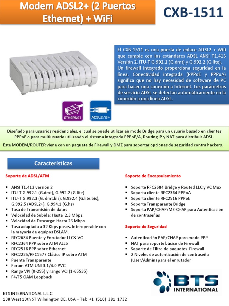 Modem Router Wifi CBX-1511 ADSL Aba Cantv | PDF | Cortafuegos ...