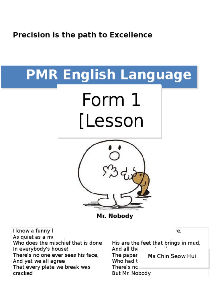 PMR English Language: Form 1 (Lesson 5) | PDF
