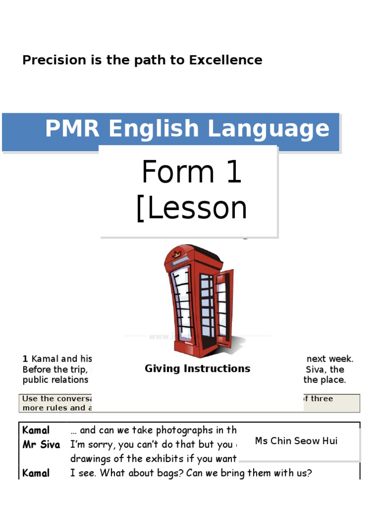PMR English Language: Form 1 (Lesson 6) | PDF