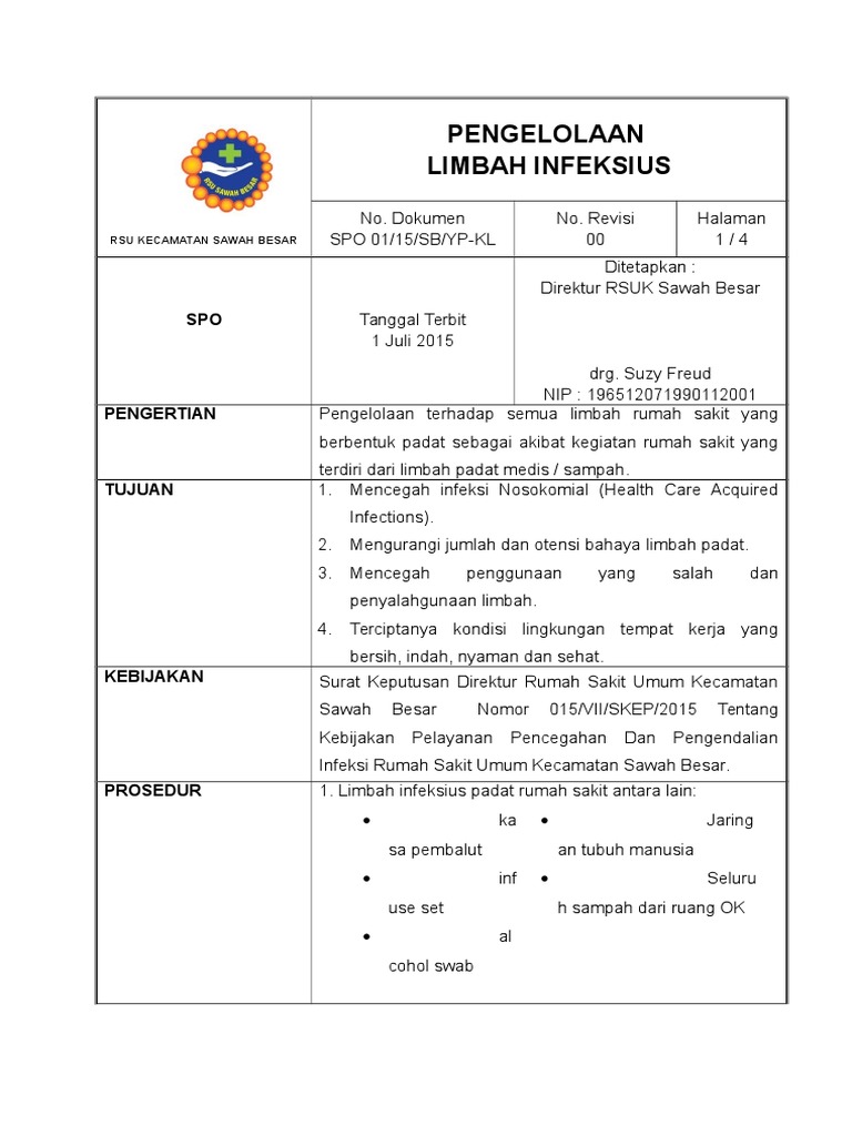 Spo Limbah Infeksius Padat Fix | PDF
