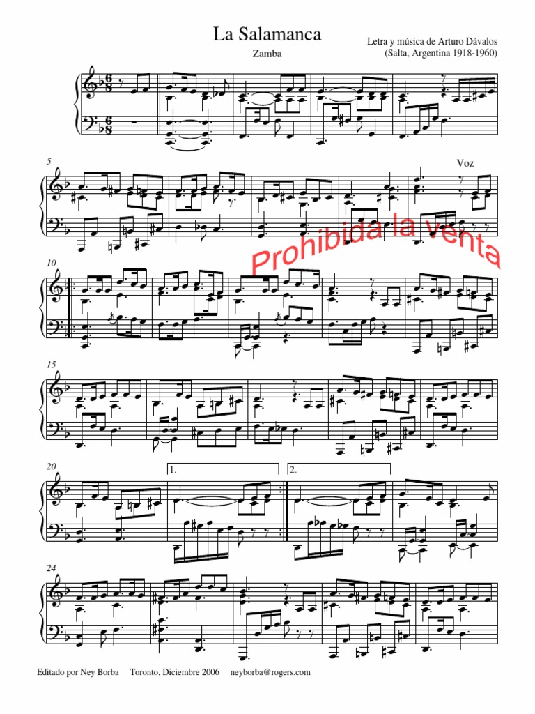 La Salamanca - Partitura y Letra | PDF