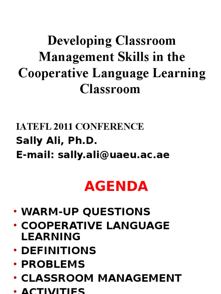 Developing Classroom Management Skills in The Cooperative Language ...