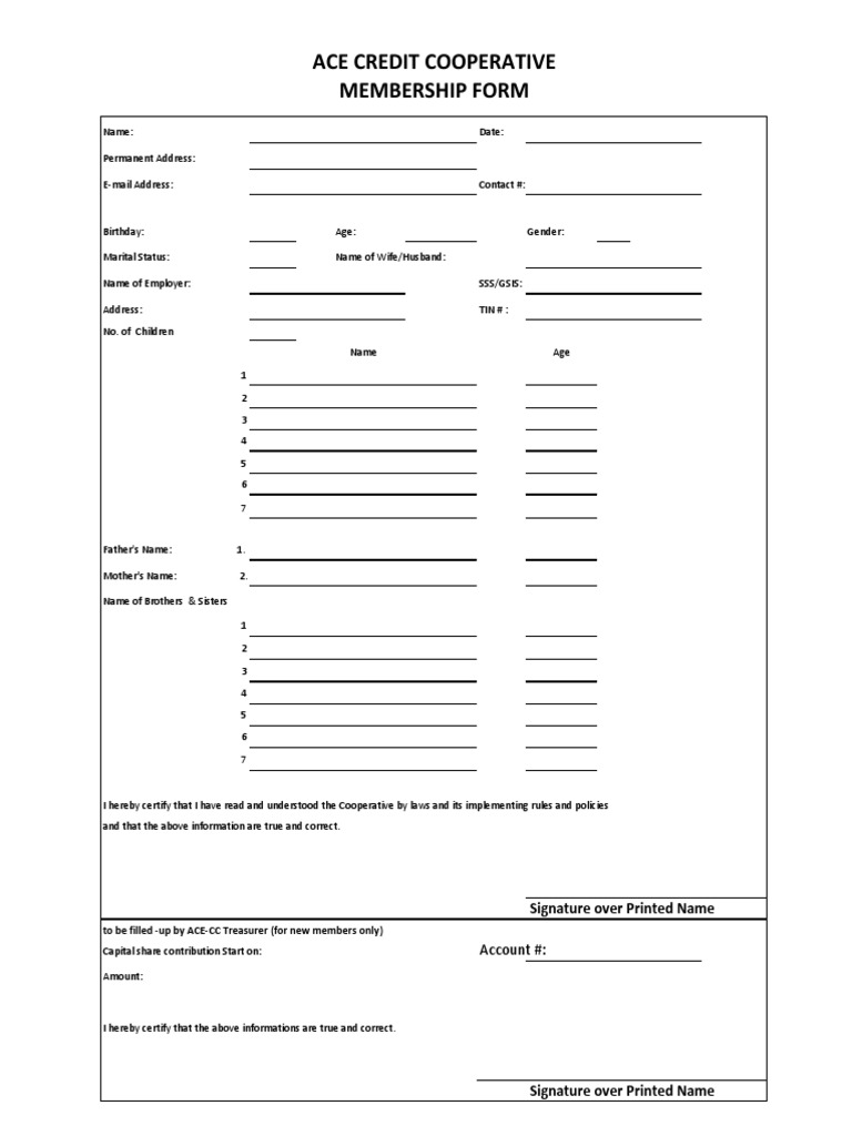Ace Membership Form | PDF | Politics | Law