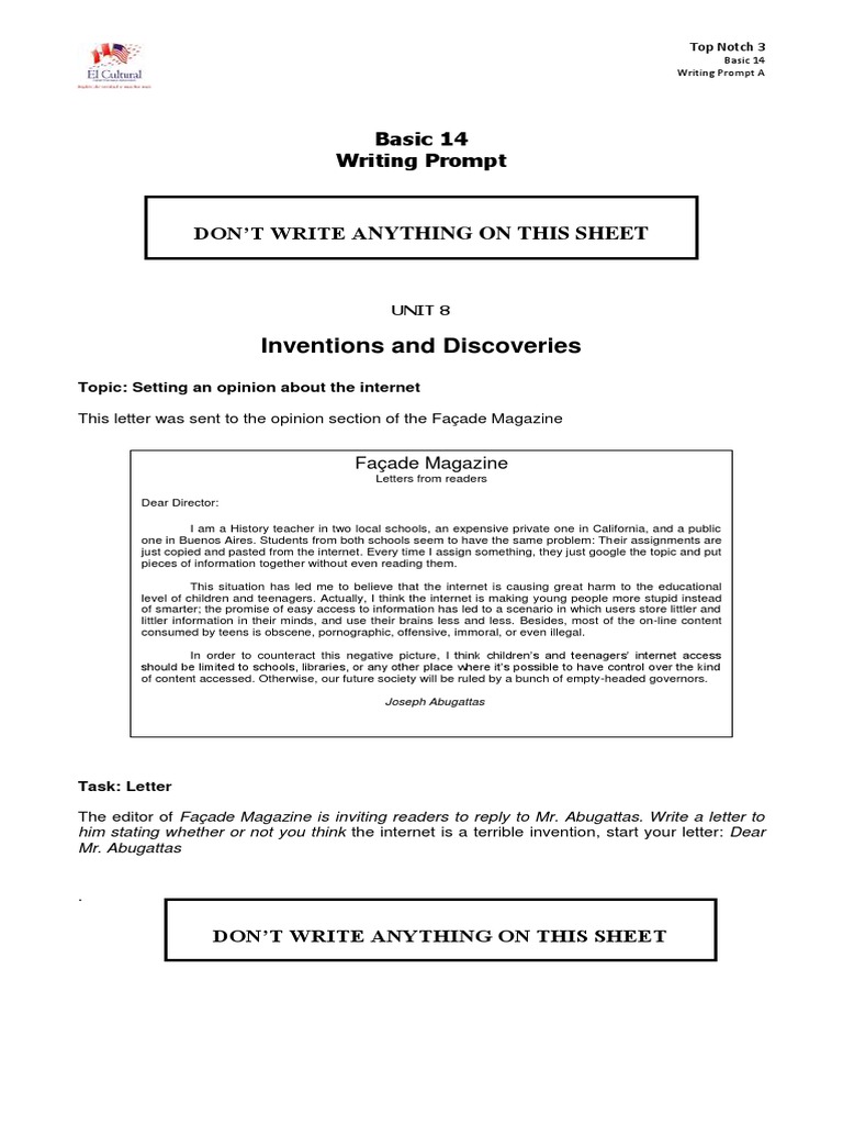 Basic 14 Writing Task | PDF