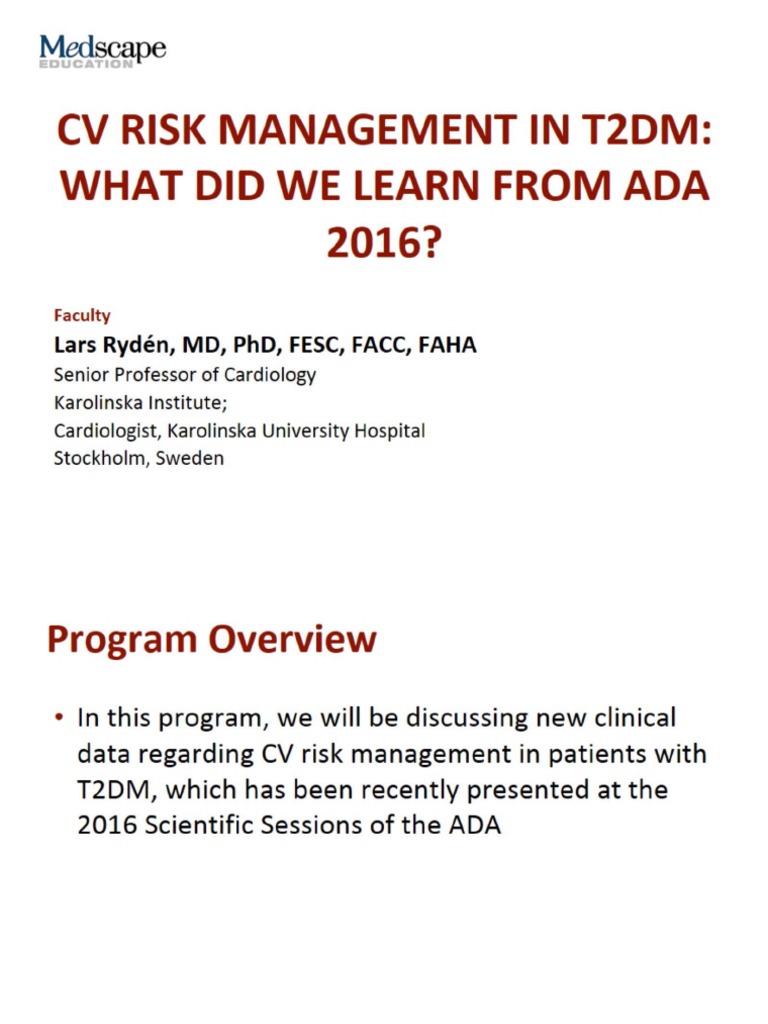 CV Risk Management in T2DM: What Did We Learn From ADA 2016? | PDF