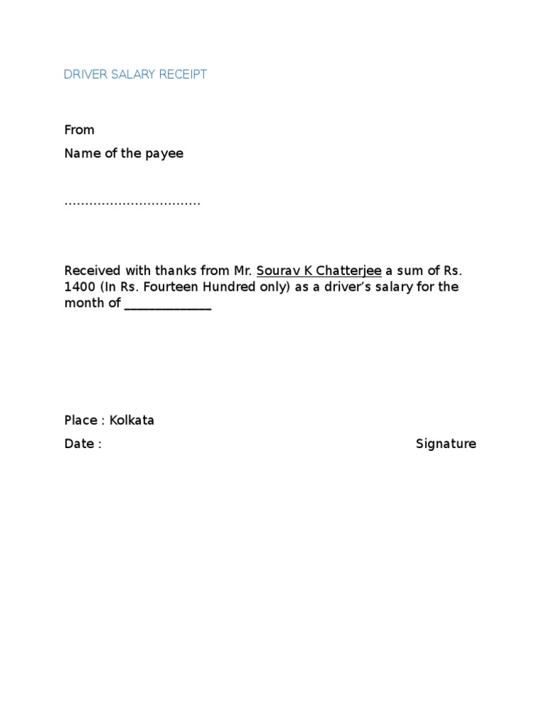 From Name of The Payee: Driver Salary Receipt | PDF