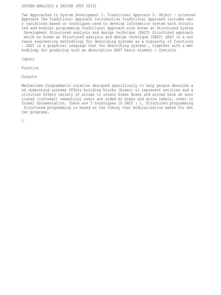 Traditional vs Object-Oriented System Analysis & Design | PDF | Class (Computer Programming ...