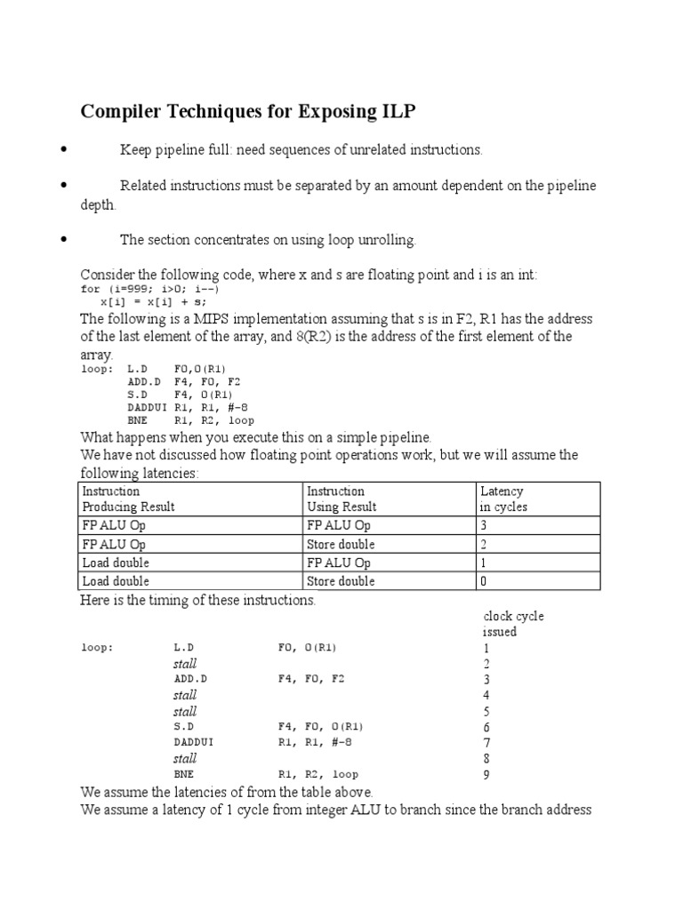 Compiler Techniques For Exposing ILP | PDF | Central Processing Unit | Computer Architecture