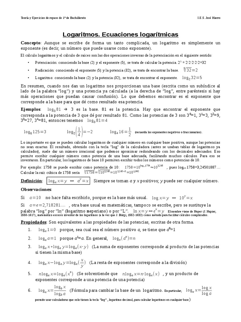 Logaritmos.pdf | Logaritmo | Exponenciación