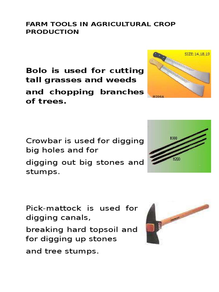 Essential Farm Tools for Crop Production | PDF | Manure | Agriculture