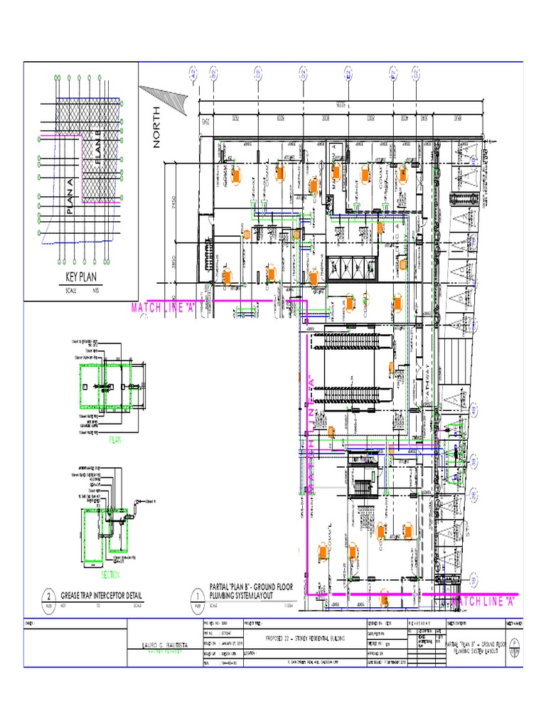 Partial "Plan B" - Ground Floor Plumbing System Layout Grease Trap ...