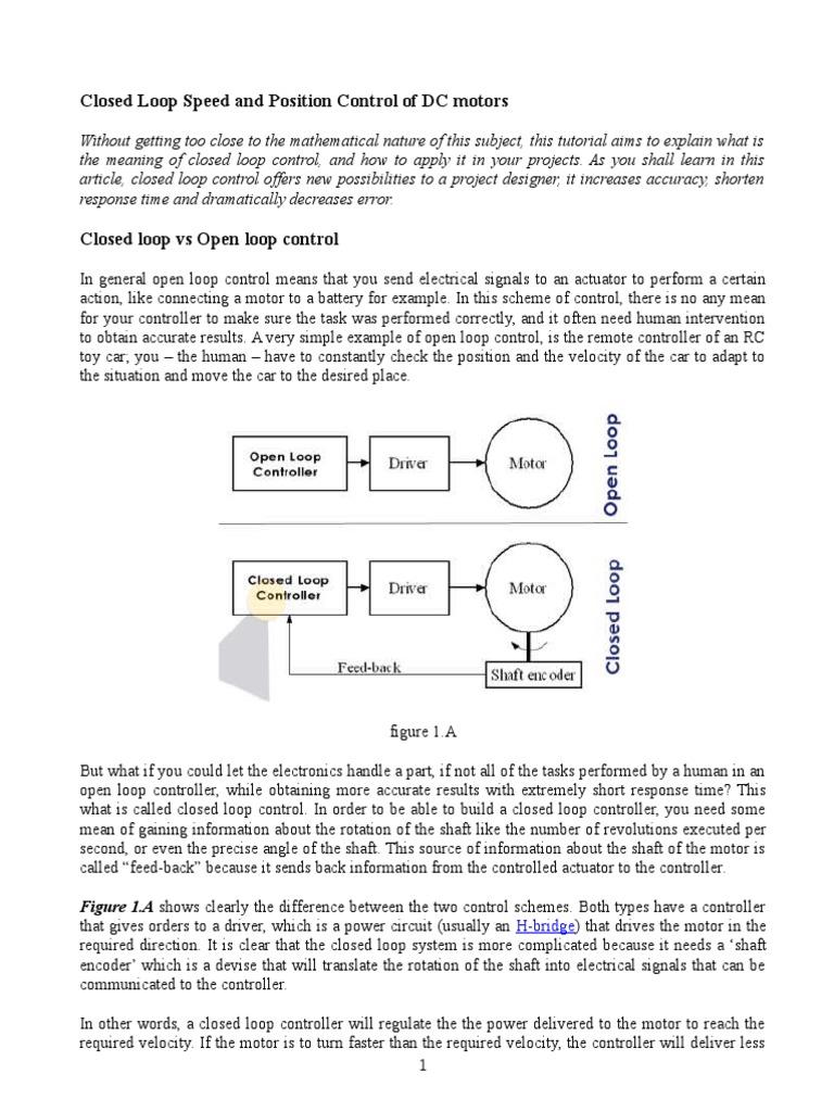 Closed Loop Speed and Position Control of DC Motors | PDF | Control ...