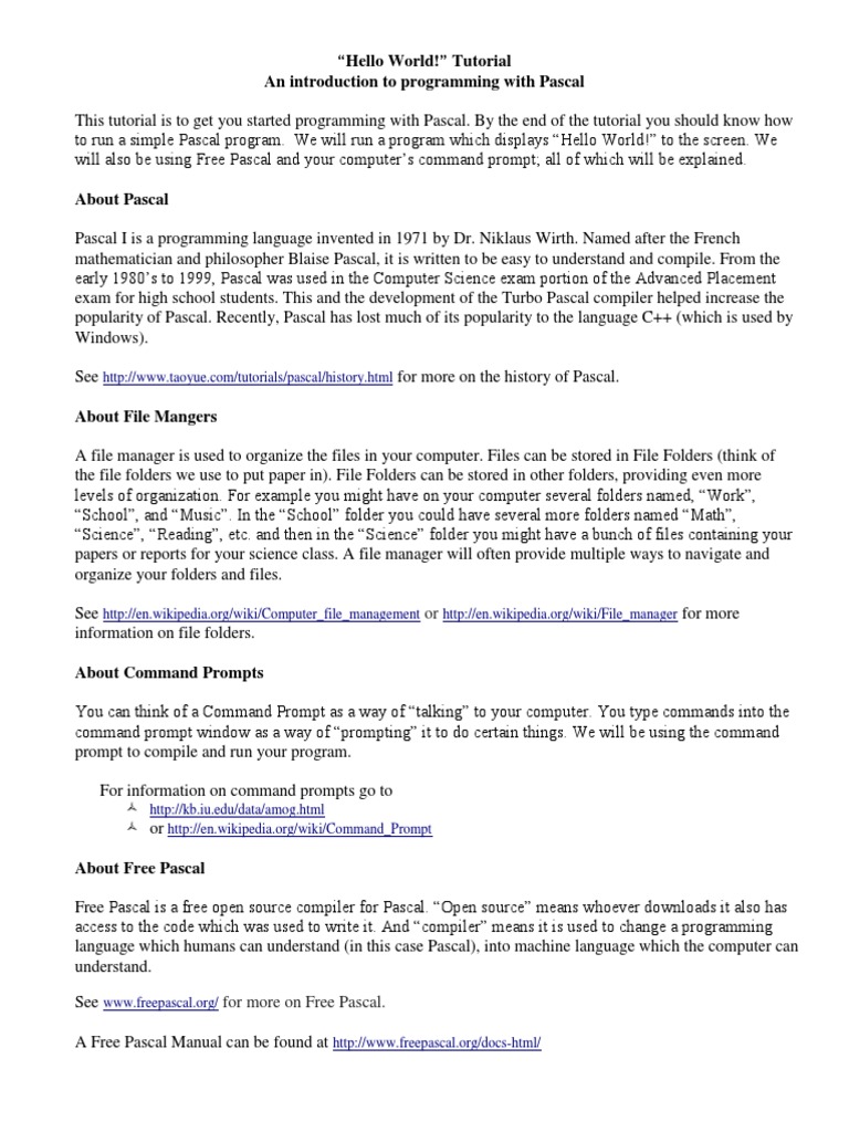 Hello World Tutorial Pdf Zip File Format Command Line Interface