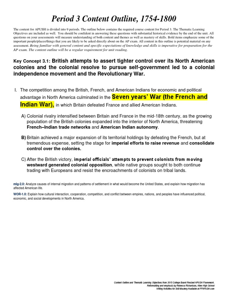 APUSH Worksheet | PDF | American Revolution | The United States