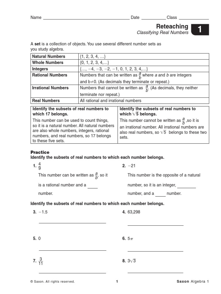 Algebra Reteachings Lessons 1-10 | PDF | Variable (Mathematics ...