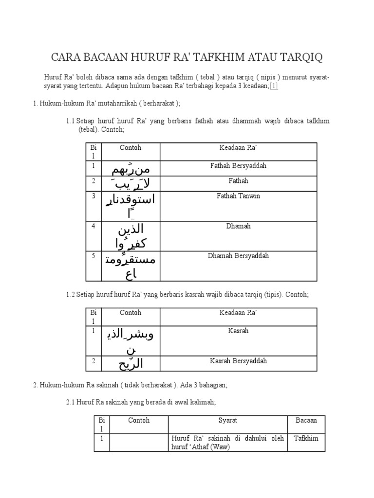 Cara Bacaan Huruf Ra | PDF